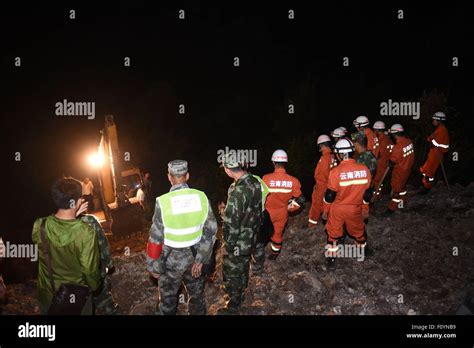 Funing China S Yunnan Province 23rd Aug 2015 Rescuers Search For
