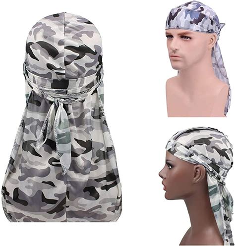 Premium Military Camouflage Silky Durags 3 Pack Long Tail Doo Rag
