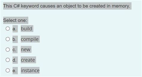 Solved This C Keyword Causes An Object To Be Created In