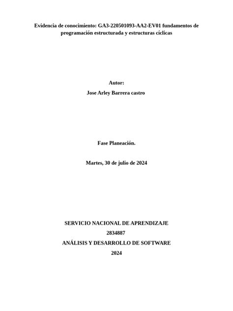 Evidencia De Conocimiento Ga3 220501093 Aa2 Ev01 Fundamentos De