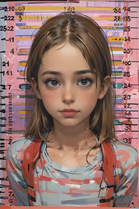 A Painting Of A Girl With A Measuring Scale In Front Of Her Seaart Ai