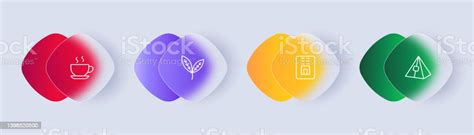 카페 세트 아이콘입니다 머그잔 차 커피 커피 머신 티백 바리스타 라떼 카푸치노 코코아 뜨거운 음료 개념 유리 형태 스타일