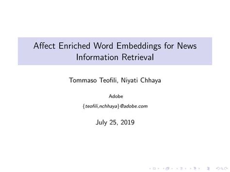 Affect Enriched Word Embeddings For News Ir Pdf