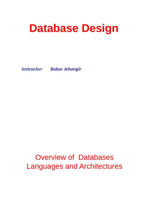 Overview Of Databases Languages And Architectures Pdf Databases
