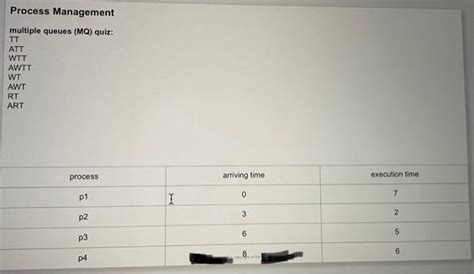 process management multiple queues mq quiz tt att