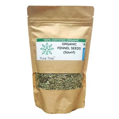 Pure Tree Organic Fennel Seeds 250 Gm Sabut Saunf Variyali Certified Organic Pack Of 2