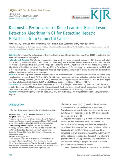 Pdf Diagnostic Performance Of Deep Learning Based Lesion Detection