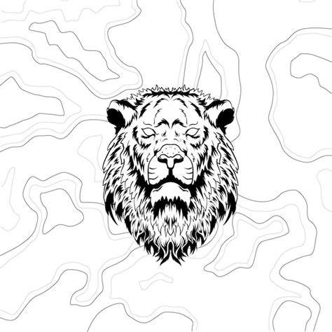 사자 라인 아트 2 프리미엄 벡터