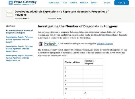 texas gateway algebraic expressions to represent geometric polygon