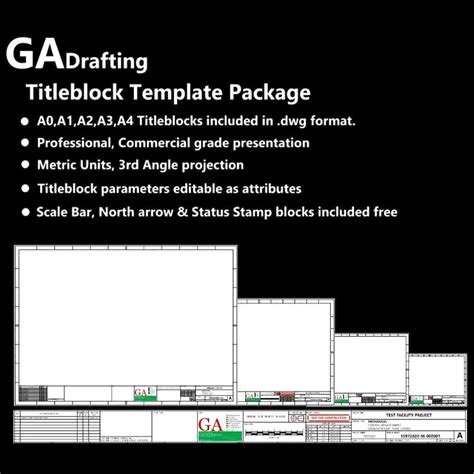 Cad Title Block Template A0 A4free Blocks Etsy