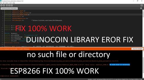 How To Fix No Such File Or Directory Esp8266 Duinocoin Id Youtube
