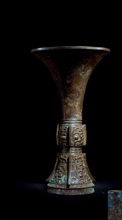 【商晚期 青铜饕餮纹「子执册」觚】拍卖品图片价格鉴赏青铜器雅昌艺术品拍卖网