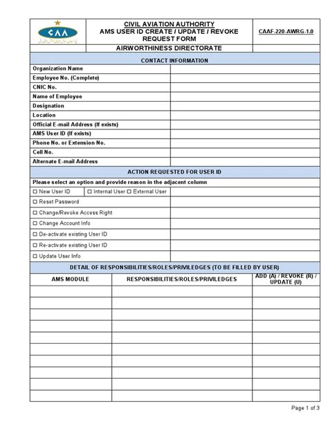 Caaf 220 Awrg 10 Ams User Id Creation Form Pdf User Computing