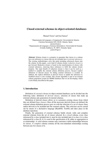 Pdf Closed External Schemas In Object Oriented Databases