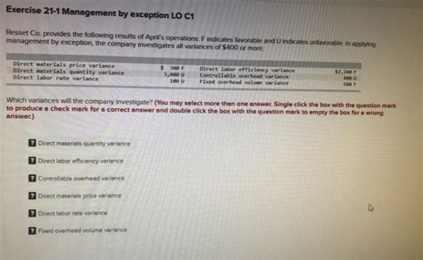 solved exercise 21 1 management by exception lo c1 resset