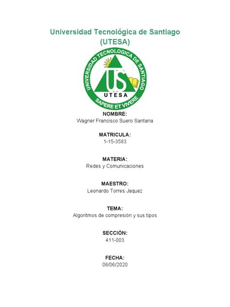 Algoritmos De Compresión Y Sus Tipos Pdf Compresión De Datos Algoritmos
