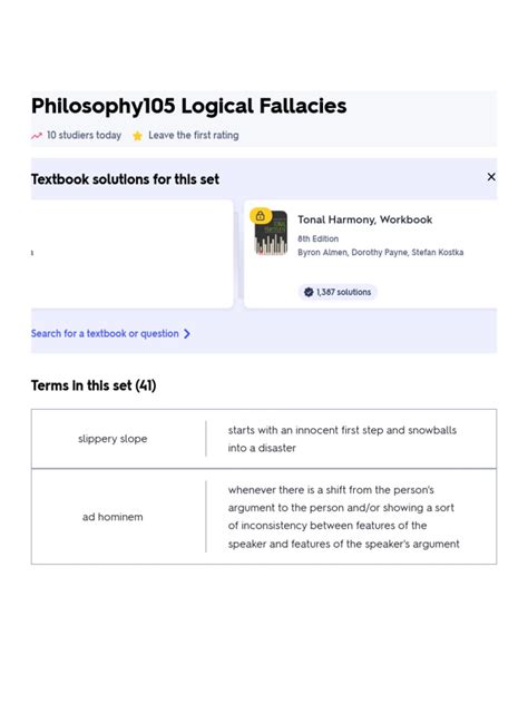 Philosophy105 Logical Fallacies Flashcards Quizlet Pdf Logic