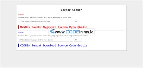 Source Code Caesar Cipher Menggunakan Javascript Codein