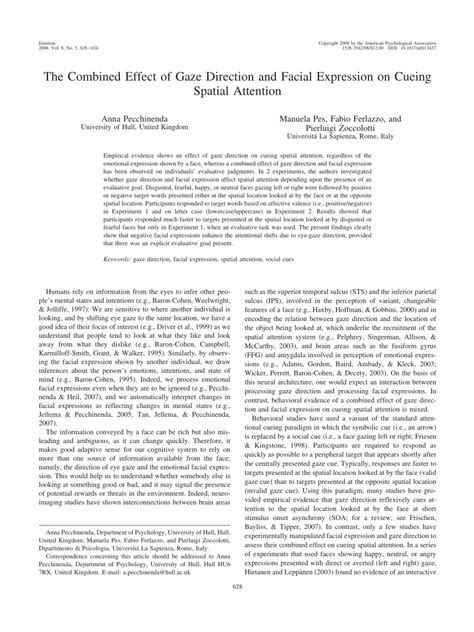 Pdf The Combined Effect Of Gaze Direction And Facial Expression On