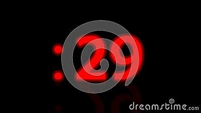 Red Bright Glowing Countdown Timer From 60 To 0 Seconds Black Background Stock Video Video