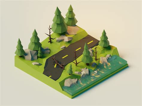 Low Poly Forest Scene In Blender By Warren Challenger Modelos Low Poly