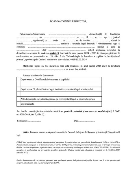 Cerere Inscriere Pregatitoare 2025 Kori Shalna