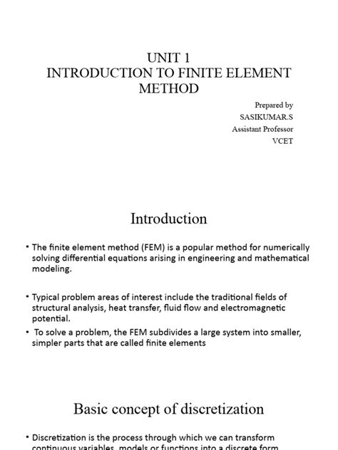 Unit1 Introduction Pdf Finite Element Method Applied And