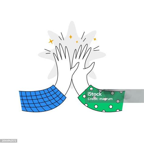 하이 파이브 벡터 일러스트 레이 션 편집 가능한 스트로크 하이 파이브에 대한 스톡 벡터 아트 및 기타 이미지 하이 파이브