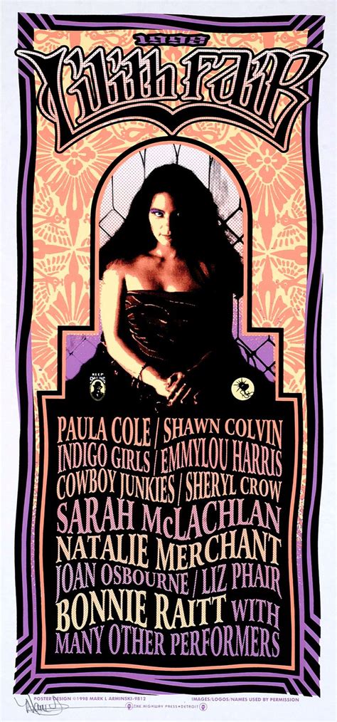 Lilith Fair 1998 Mark Arminski Lilith Concert Posters Sheryl Crow