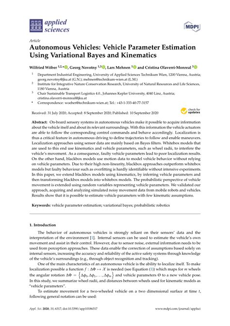 Pdf Autonomous Vehicles Vehicle Parameter Estimation Using