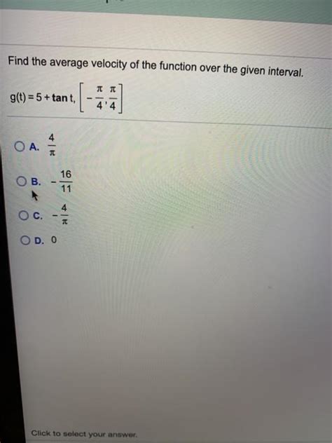 Solved Find The Average Velocity Of The Function Over The Chegg