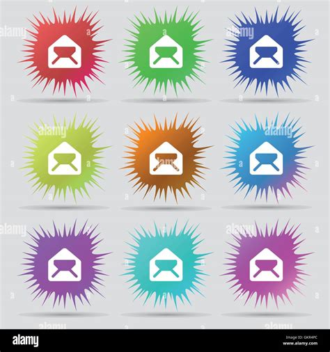 Mail Envelope Letter Icon Sign A Set Of Nine Original Needle Buttons Vector Stock Vector