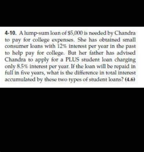 Solved 4 10 ﻿a Lump Sum Loan Of 5000 ﻿is Needed By