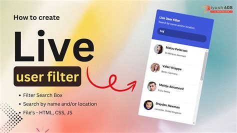 How To Create Live User Filter Using Html Js Download Code Youtube