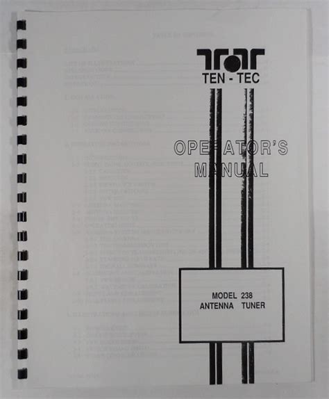 Ten Tec Model 238 2kw Antenna Tuner Owners Manual