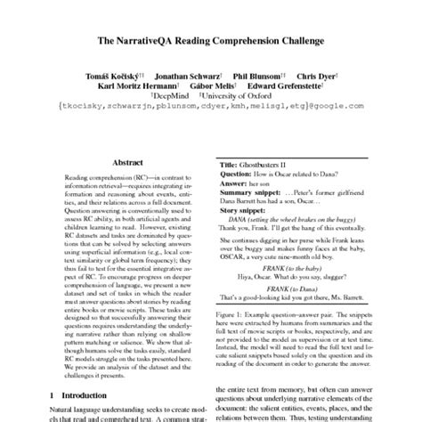 The Narrativeqa Reading Comprehension Challenge Acl Anthology