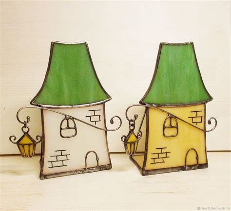 Витражный подсвечник Домик с фонариком в интернет магазине на Ярмарке Мастеров Подсвечники