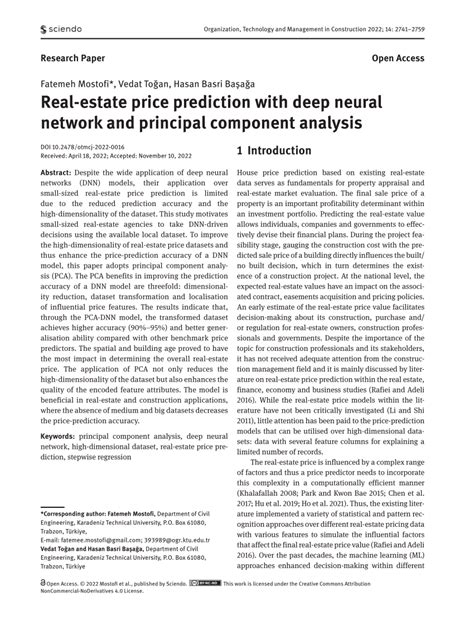 Pdf Real Estate Price Prediction With Deep Neural Network And Principal Component Analysis