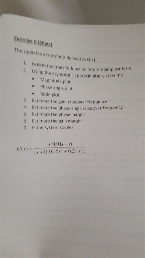 solved exercise 6120pts the open loop transfer is defined