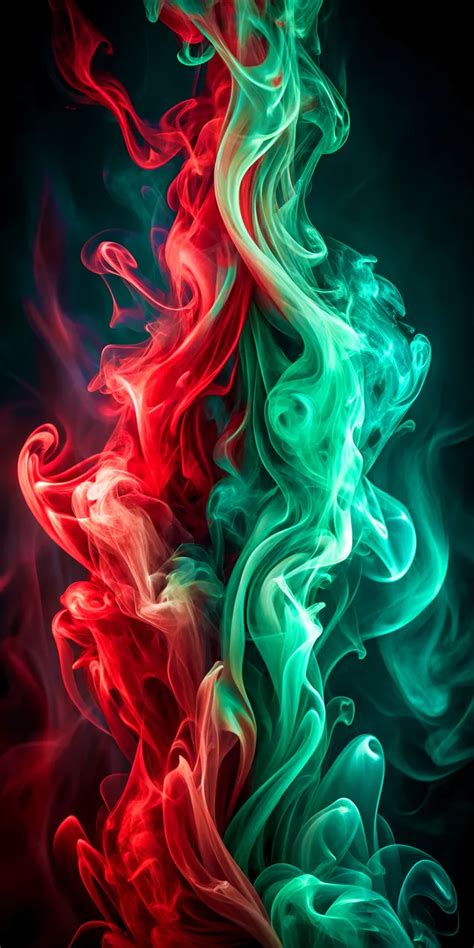 Emerald And Ruby Flames A Dance Of Vibrant Colors In The Dark Premium 2k Wallpaper Download