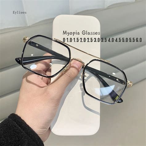 Men Myopia Glasses Anti Blue Light Metal Double Beam Nearsighted