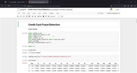 worked on credit card fraud detection with codsoft komal gulhane