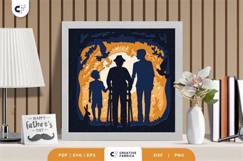 Grand Father Dad And Son 3d Shadow Box · Creative Fabrica