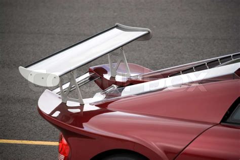 Closeup Detail Of A Custom Racing Spoiler On The Rear Of A Sports Car
