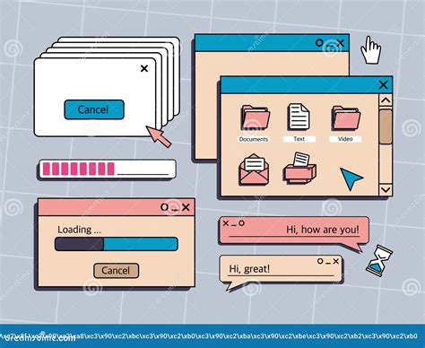 A Set Of User Interface Elements UI And UX Themes In The Vaporwave Style Of The S Retro