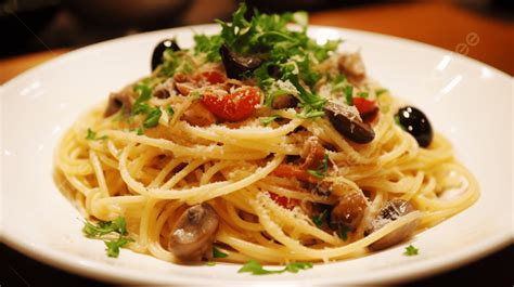 스파게티가 들어 있는 흰색 접시 맛있는 멸치 파스타 고화질 사진 사진 배경 일러스트 및 사진 무료 다운로드 Pngtree