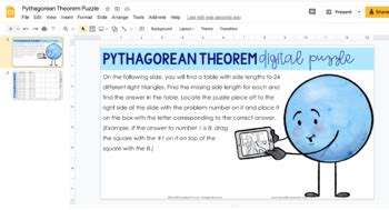 Pythagorean Theorem Digital Puzzle Math Activity TPT