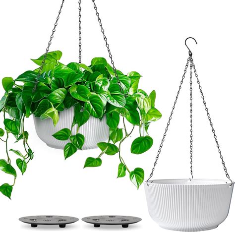 12 Inch Large Hanging Planters For Indoor Plants 2 Pack Self Watering