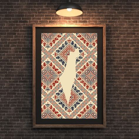 Palestine Tatreez Map Digital Wall Art Print Etsy
