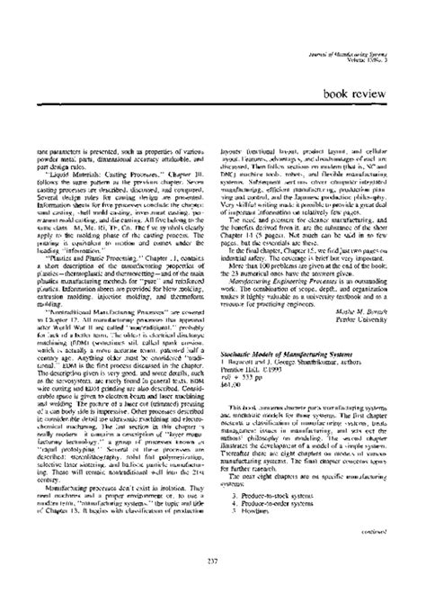 Pdf Stochastic Models Of Manufacturing Systems
